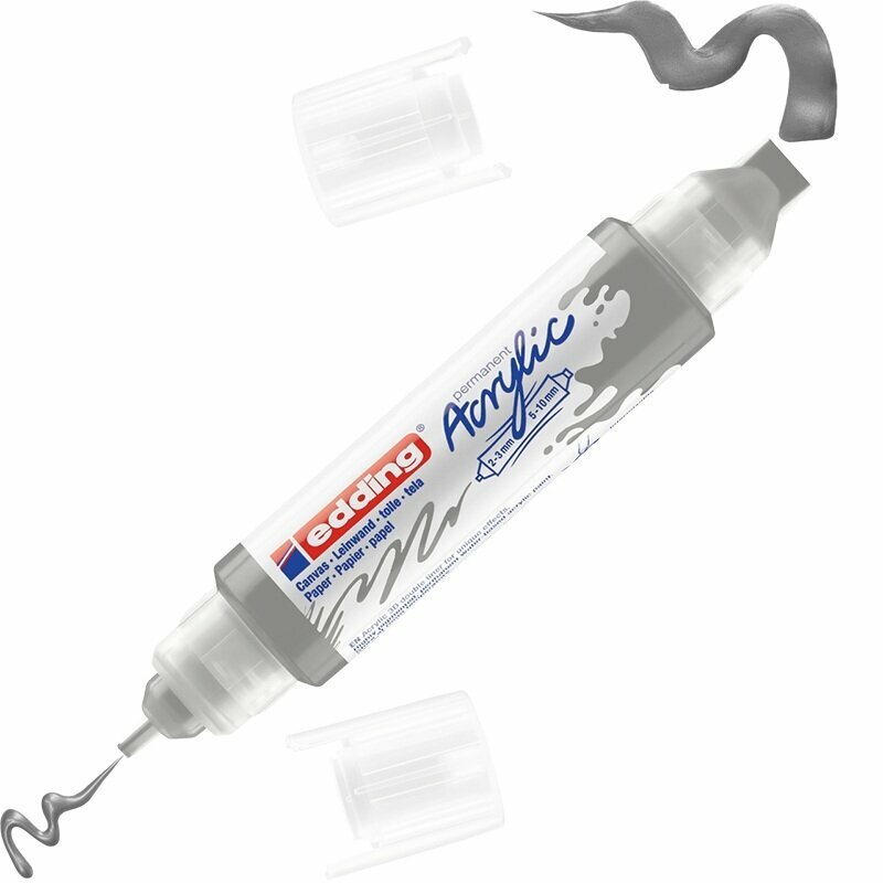 Маркер-аппликатор акриловый edding 5400, двусторонний, 3D, наконечники 2-3 мм и 5-10 мм Серебряный