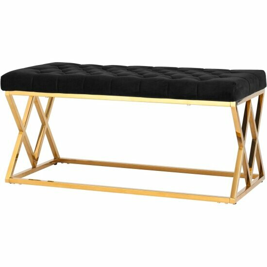 Банкетка-скамейка Stool Group инсигния, вельвет черный, сталь золото