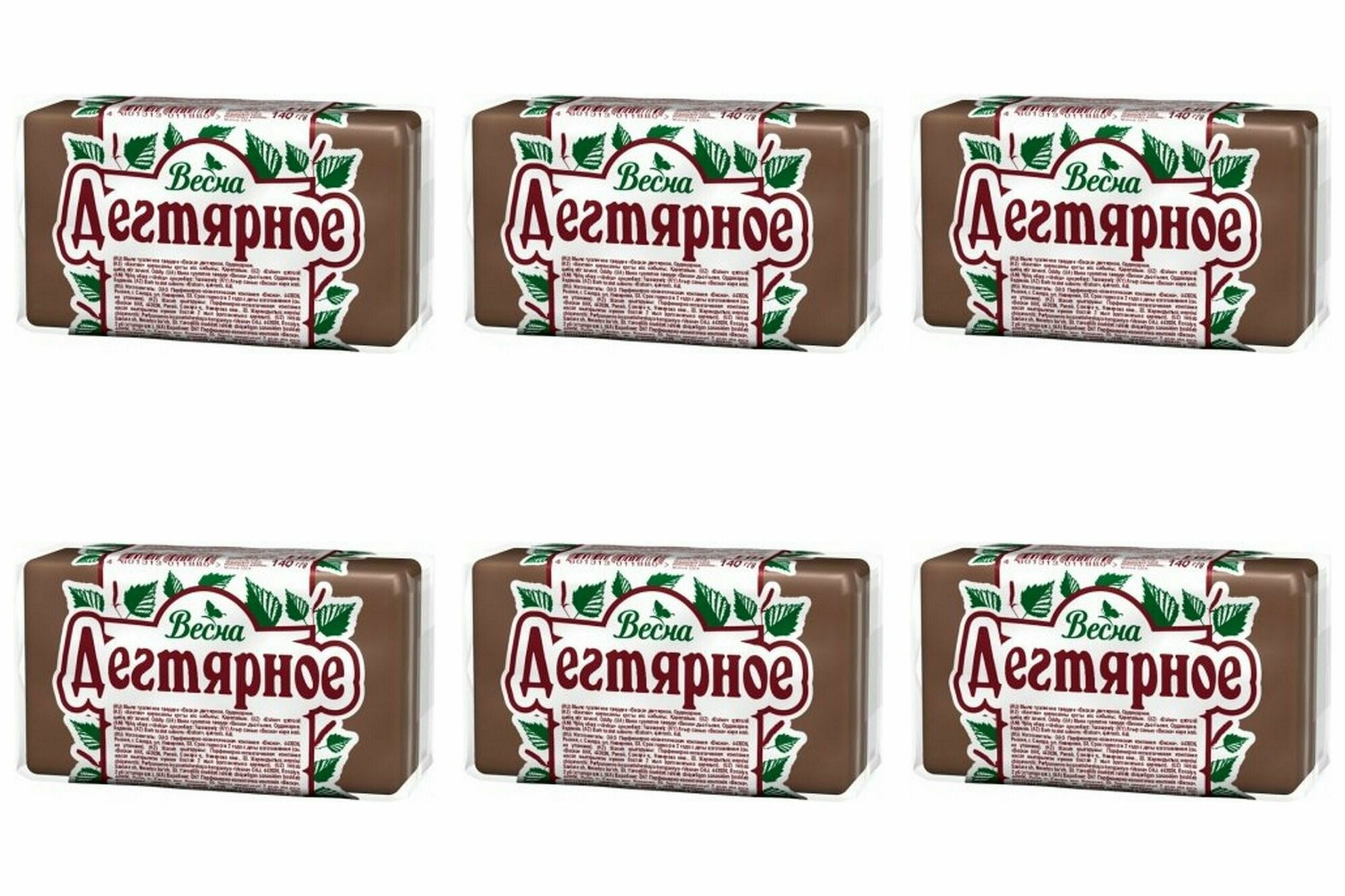 Весна Твердое мыло народное Дегтярное, 140 гр, 6 шт