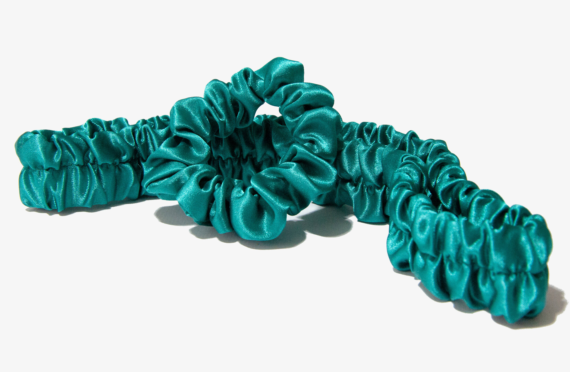 Набор шелковых резинок с повязкой для волос, повязка 1 шт, резинка маленькая 1 шт. (цвет изумрудный)