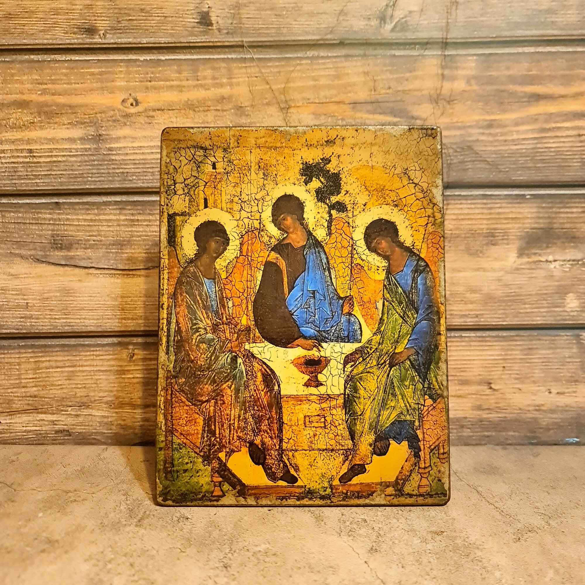 Освещенная икона Святая Троица (А. Рублев), 19*24 см