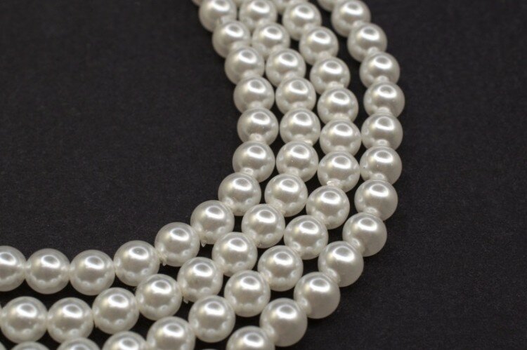 Жемчуг искусственный Майорка 4мм, отверстие 0,5мм, цвет белый, 511-001, 1 нить (около 39см, около 100шт)