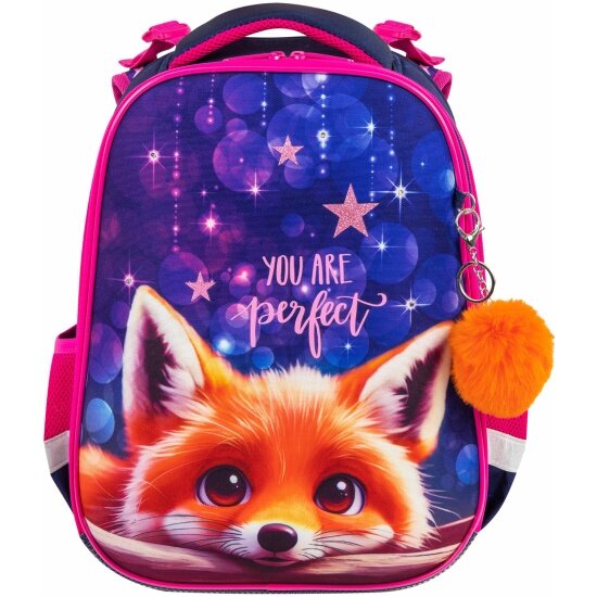 Ранец Brauberg 272019 PREMIUM 2 отделения с брелком Cute fox LED лампочки 38х29х16 см