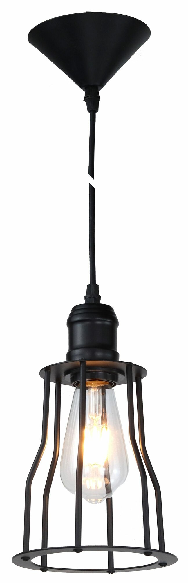 Люстра подвес De Fran, SP5-1030 BK+WT E27 220В 1*60Вт, металл черный, d13, серия Квант