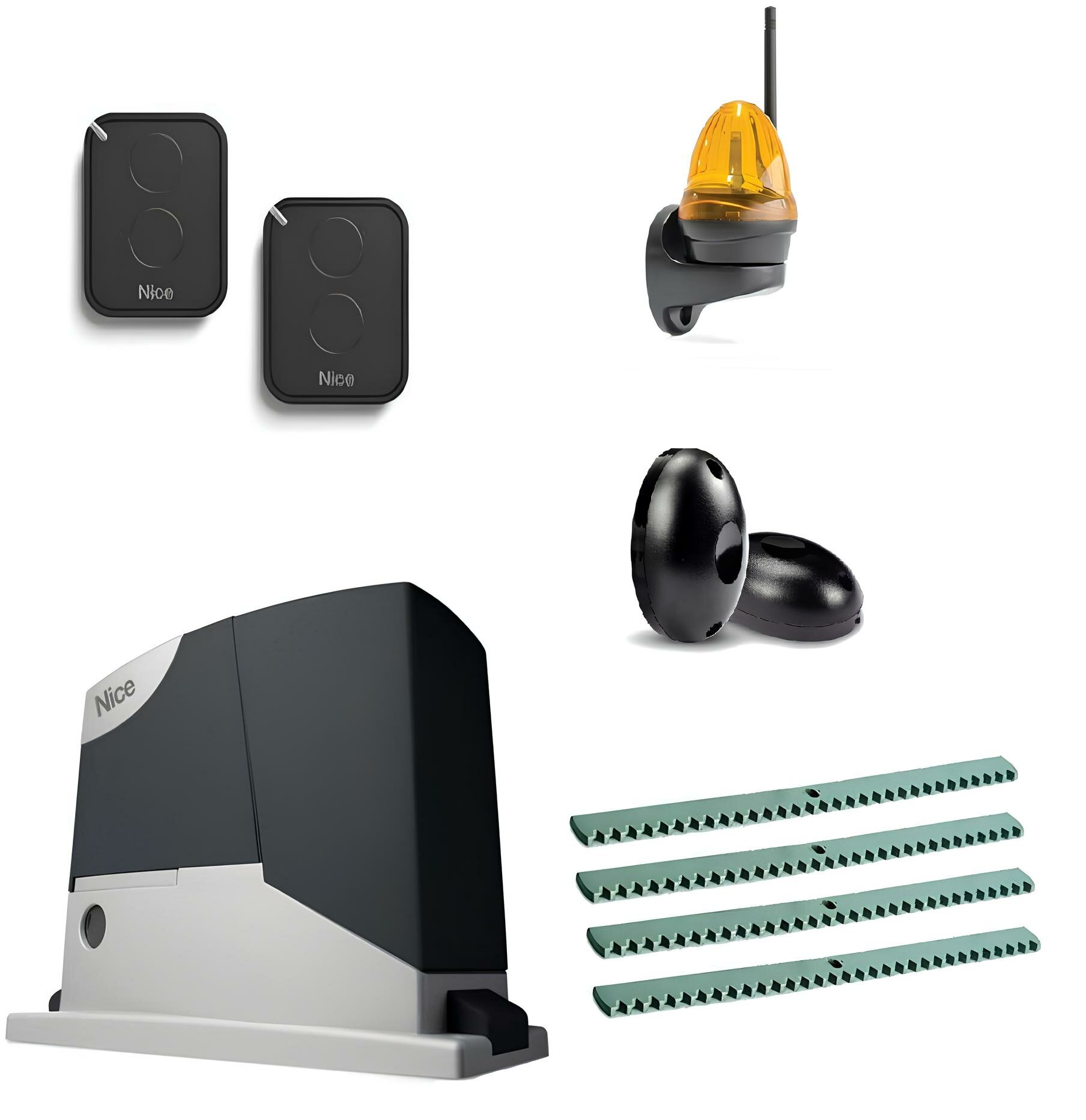 Автоматика для откатных ворот RD400KCE FULL4-K1, комплект: привод, 2 пульта, фотоэлементы, лампа, 4 рейки