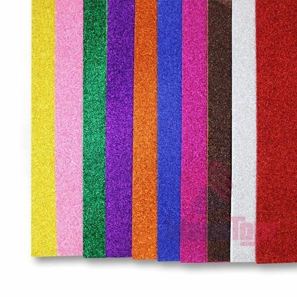 Фоамиран для рукоделия набор 20х30см с блеском 10 листов разных цветов