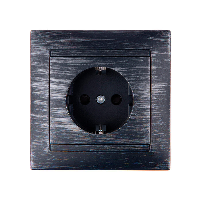 Набор Розетка 2П+З 16А 250В с защ. шт. старинное серебро Лама TDM {SQ1815-0652} 2 шт