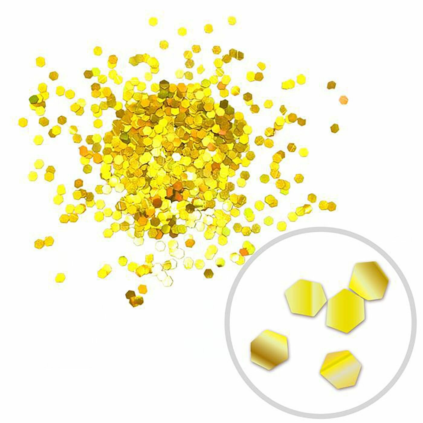 Глиттер "Блестки" лазерный Золотой, 2,5 мм, 100 г. / Веселуха