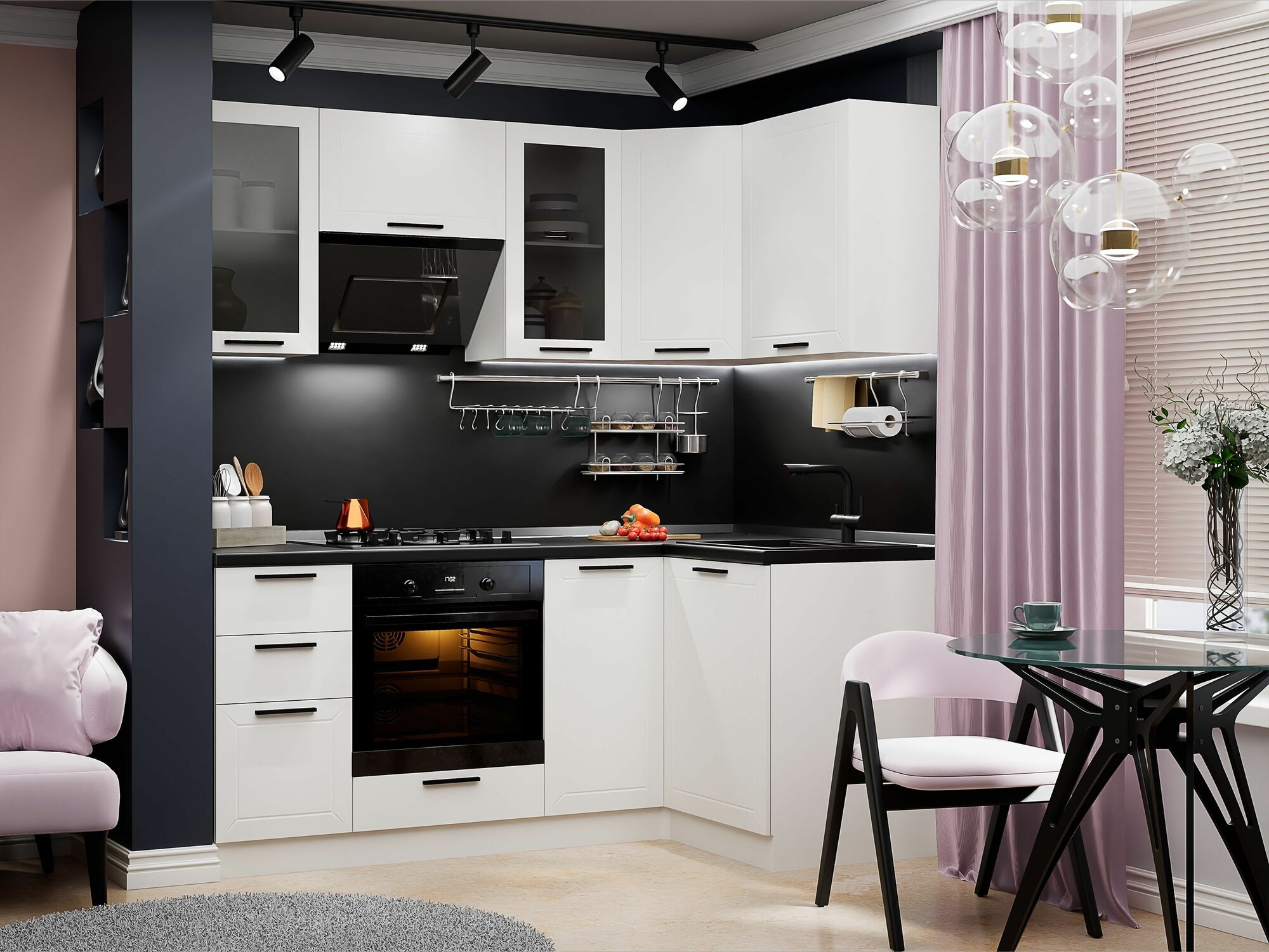 Кухонный гарнитур Глетчер Айленд Силк, 2000/1200 мм