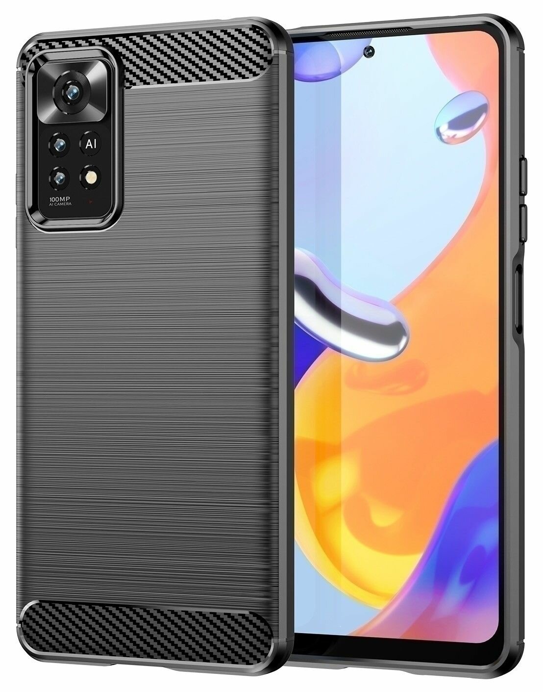 Накладка силиконовая для Xiaomi Redmi Note 12 Pro 4G карбон сталь чёрная