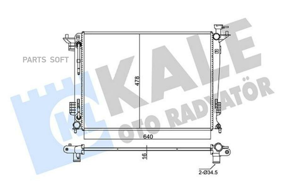 KALE 347805 Радиатор охлаждения для а/м Kia Sportage III/Hyundai iX35 (10-) 2.0i/2.4i AT паяный ()