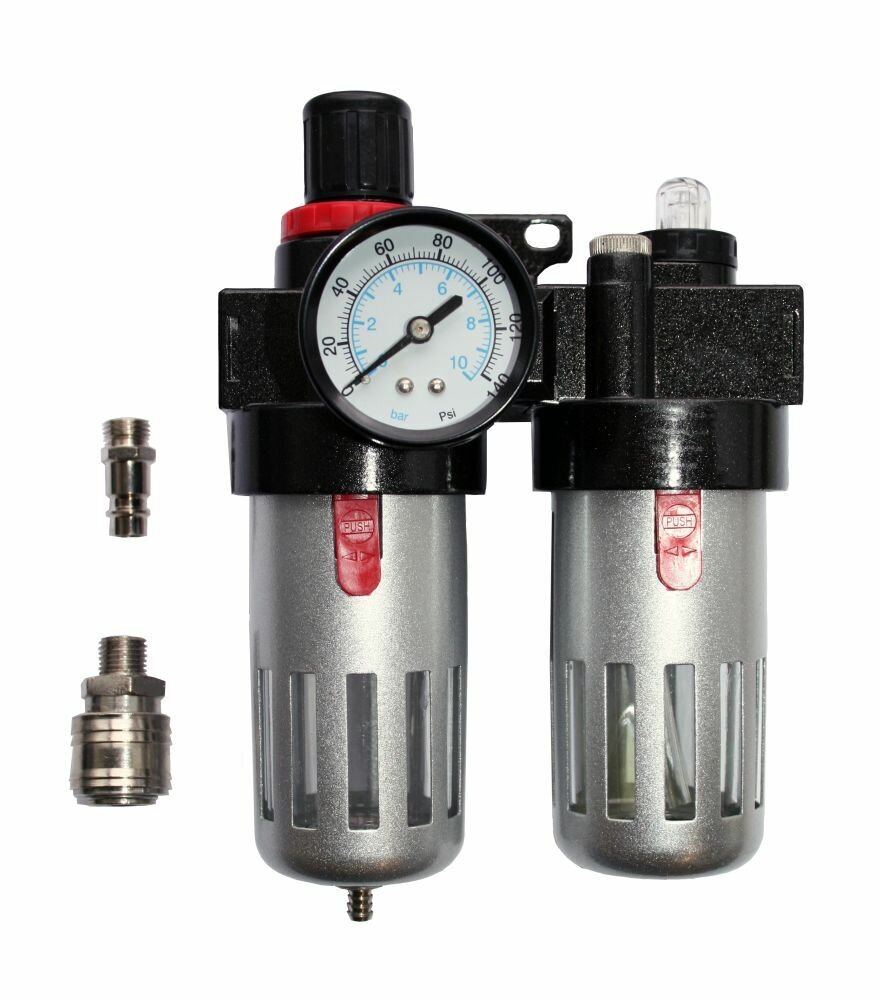 Регулятор давления QUATTRO ELEMENTI MF-3, с лубрикатором и фильтром, разъем EURO