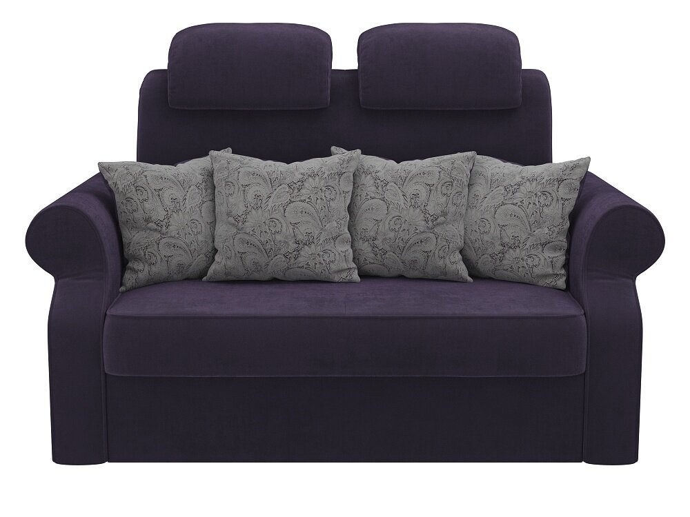 Прямой диван Соло Фиолетовый Велюр, аккордеон, 155х100х90 см, с ящиком для белья