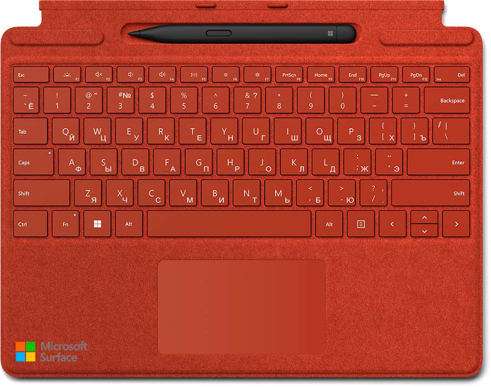 Клавиатура Microsoft Surface Pro X/8/9/10/11 Signature Keyboard Poppy Red Alcantara RUS + Slim Pen 2
