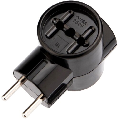 Разветвитель питания на 3 розетки Rexant 11-1082 тройник цилиндр 220в 10А - чёрный