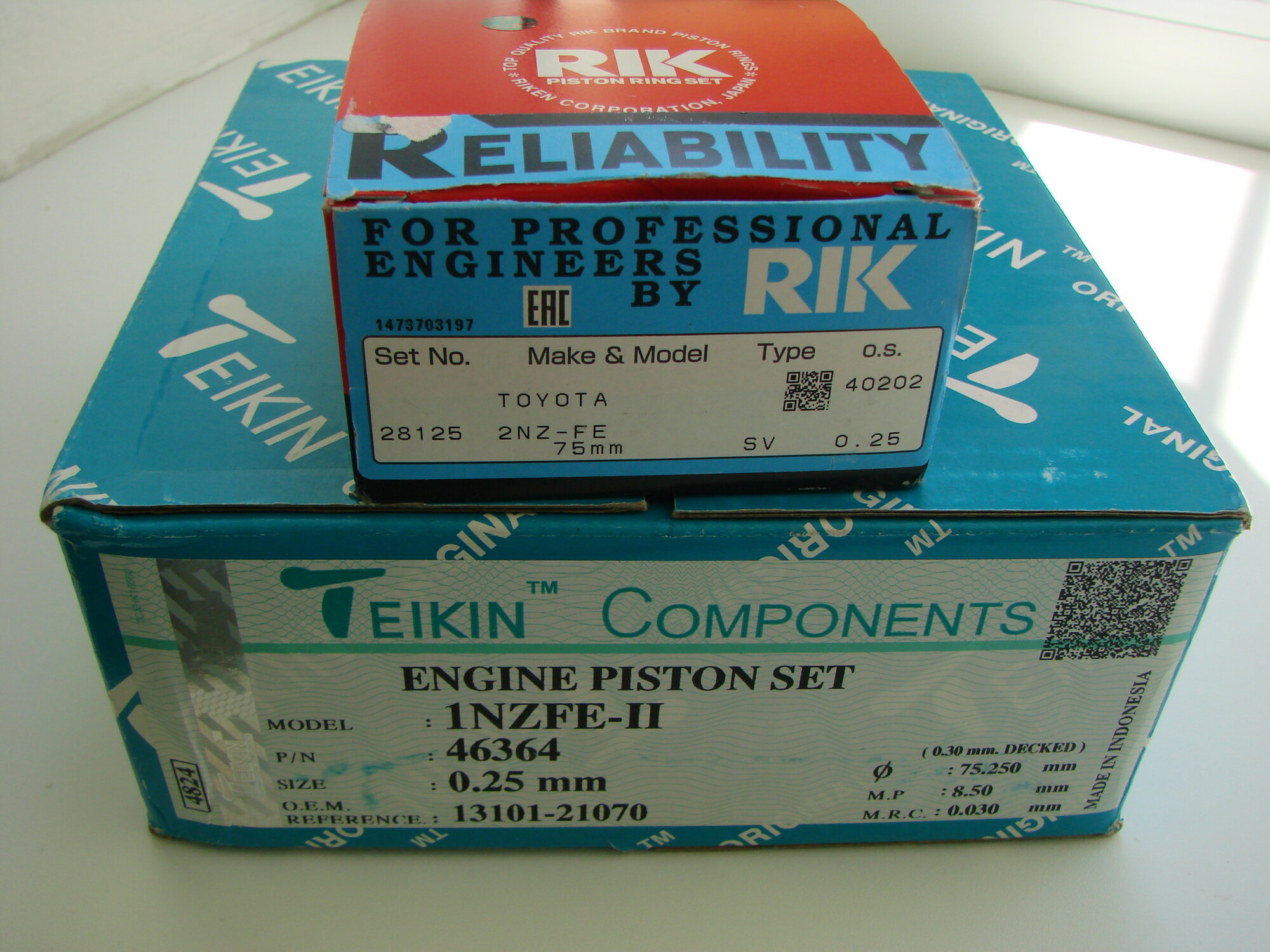 Комплект капитального ремонта двигателя Toyota 1NZ с расточкой до +0,25