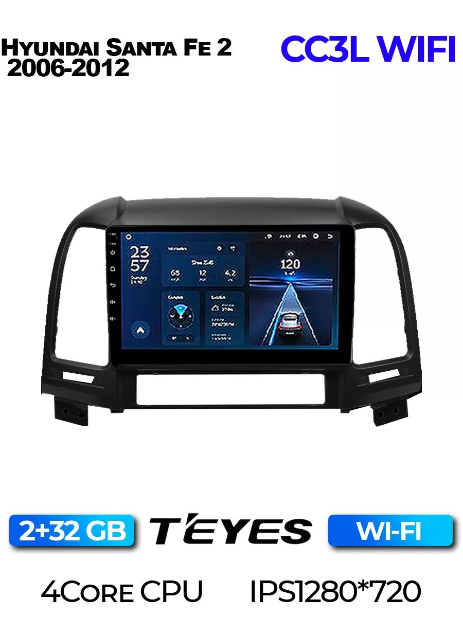 Андроид магнитола Teyes CC3L WIFI Hyundai Santa Fe 2 2+32