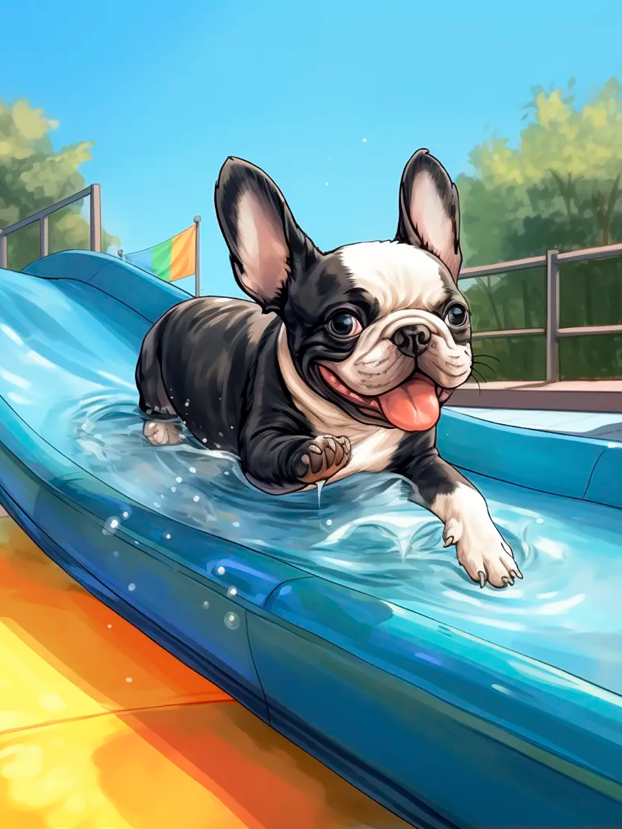 Картина по номерам "Счастливый французский бульдог" 40х50 см, хлопковый холст на подрамнике, акрил, АртТойс