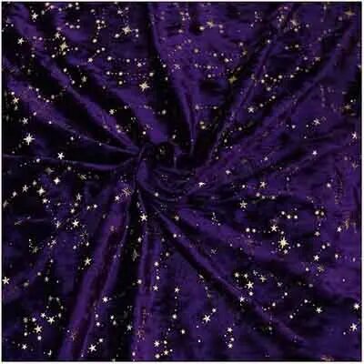 Бархатная ткань SMTA с стразами и звездами 100*140 см Фиолетовый, 50cmX70cm, ysjf090