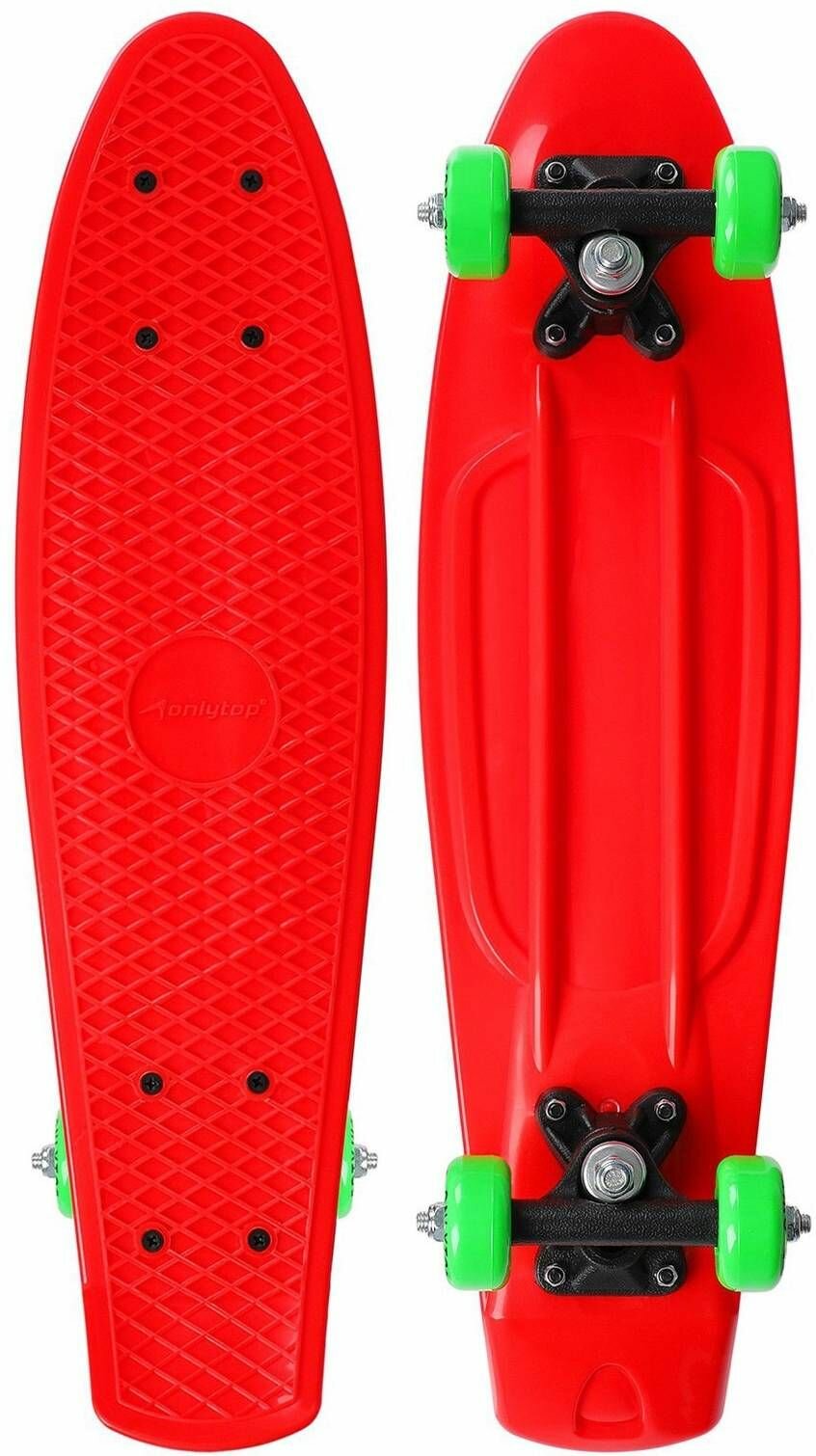 Пенни борд, детский скейт для начинающих, мини-круизер для девочек и мальчиков, доска для скейтборда, цвет красный, размер 56х15 см