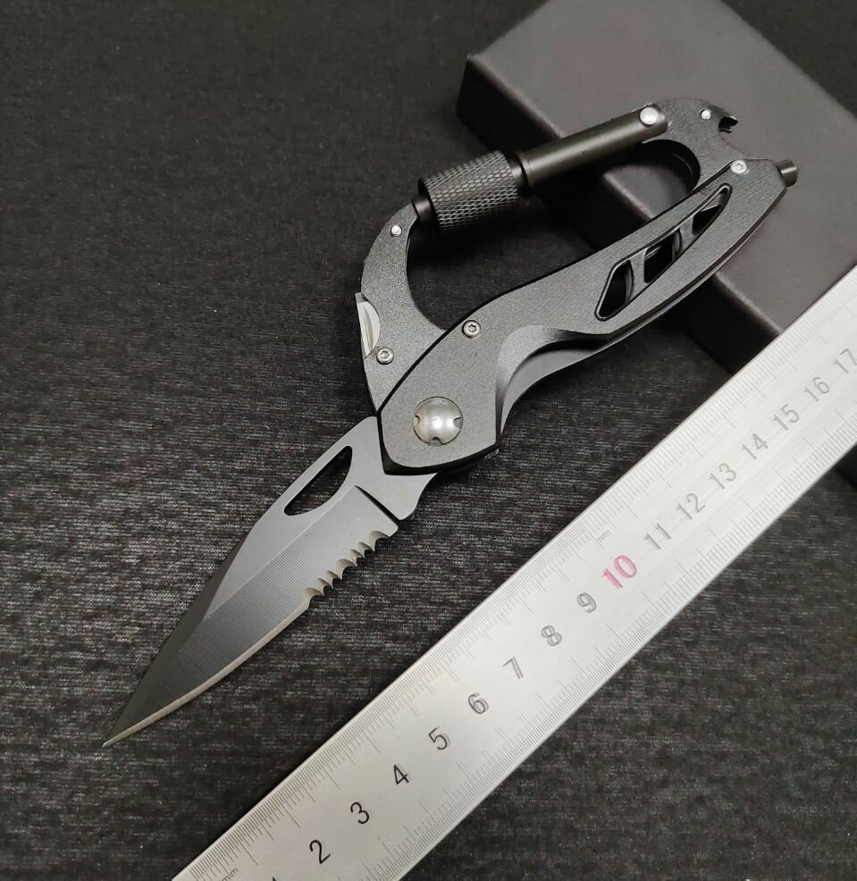 Внешняя торговля, экспорт, внутренняя продажа, многофункциональный карабин без блокировки, портативный складной нож для активного отдыха с зубцами, улучшенная новая модель