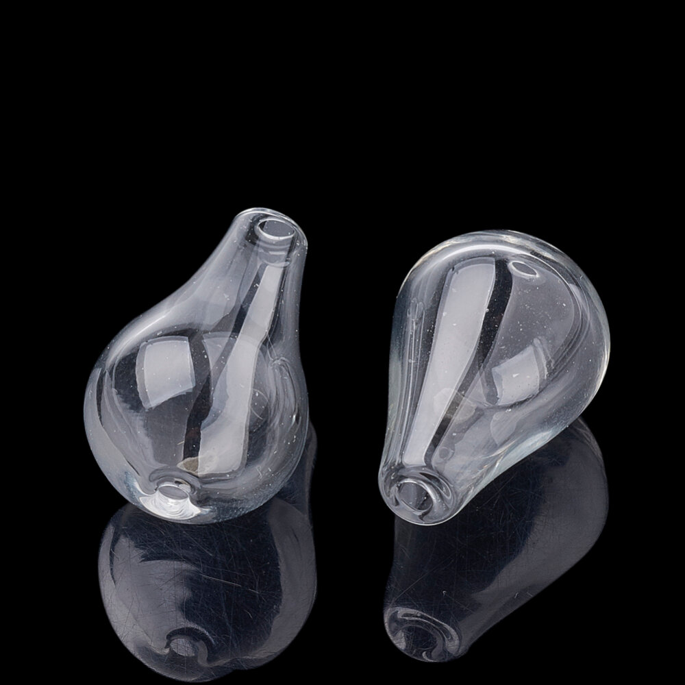 Бусина капля, 23-27х14-17мм, полая, прозрачная, стеклянная, 1 шт.