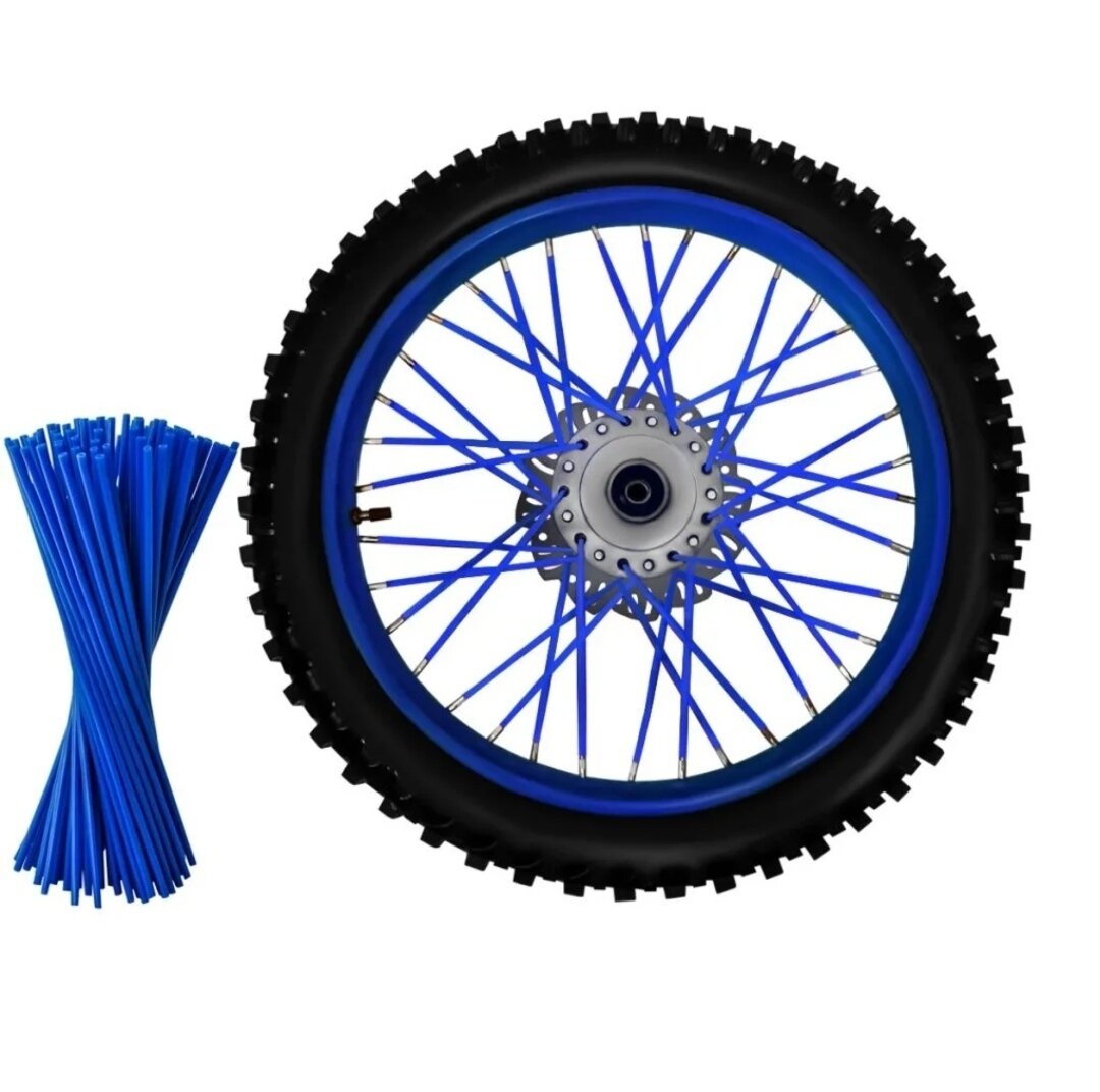 Накладки на спицы эндуро для мотоциклов SPOKE SKINS голубые, набор 72 шт