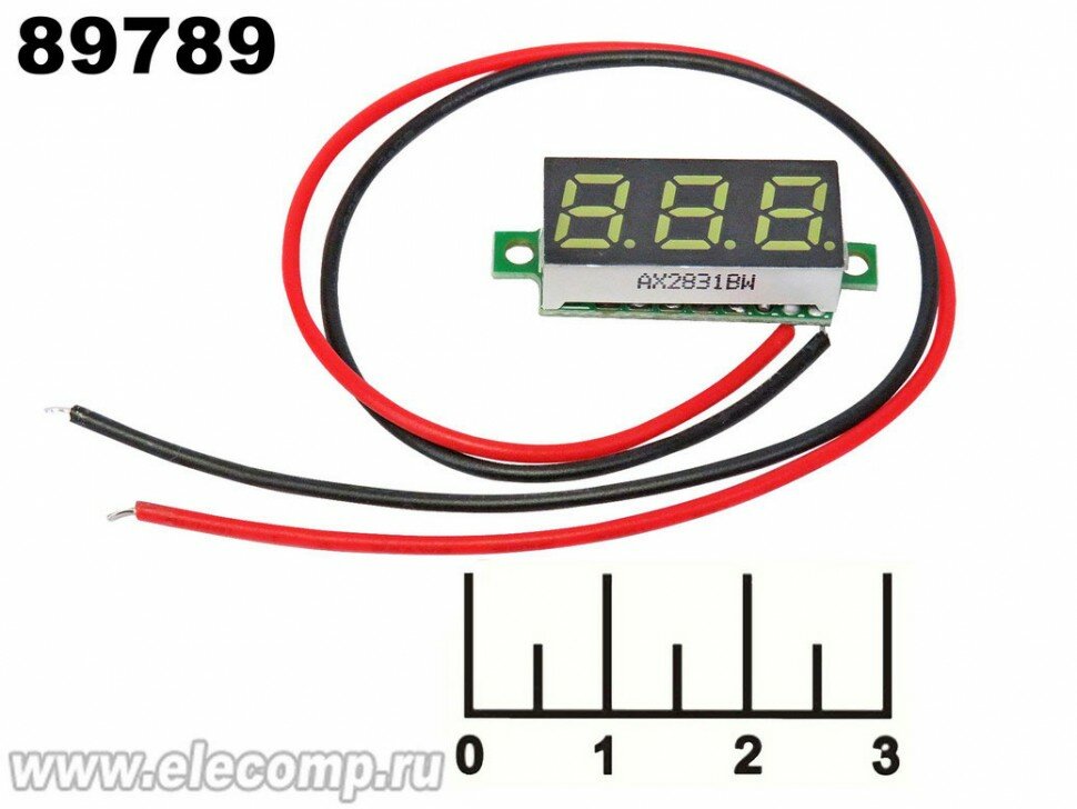 Радиоконструктор вольтметр 2.5-30V DC светодиодный белый 0.28" 2pin