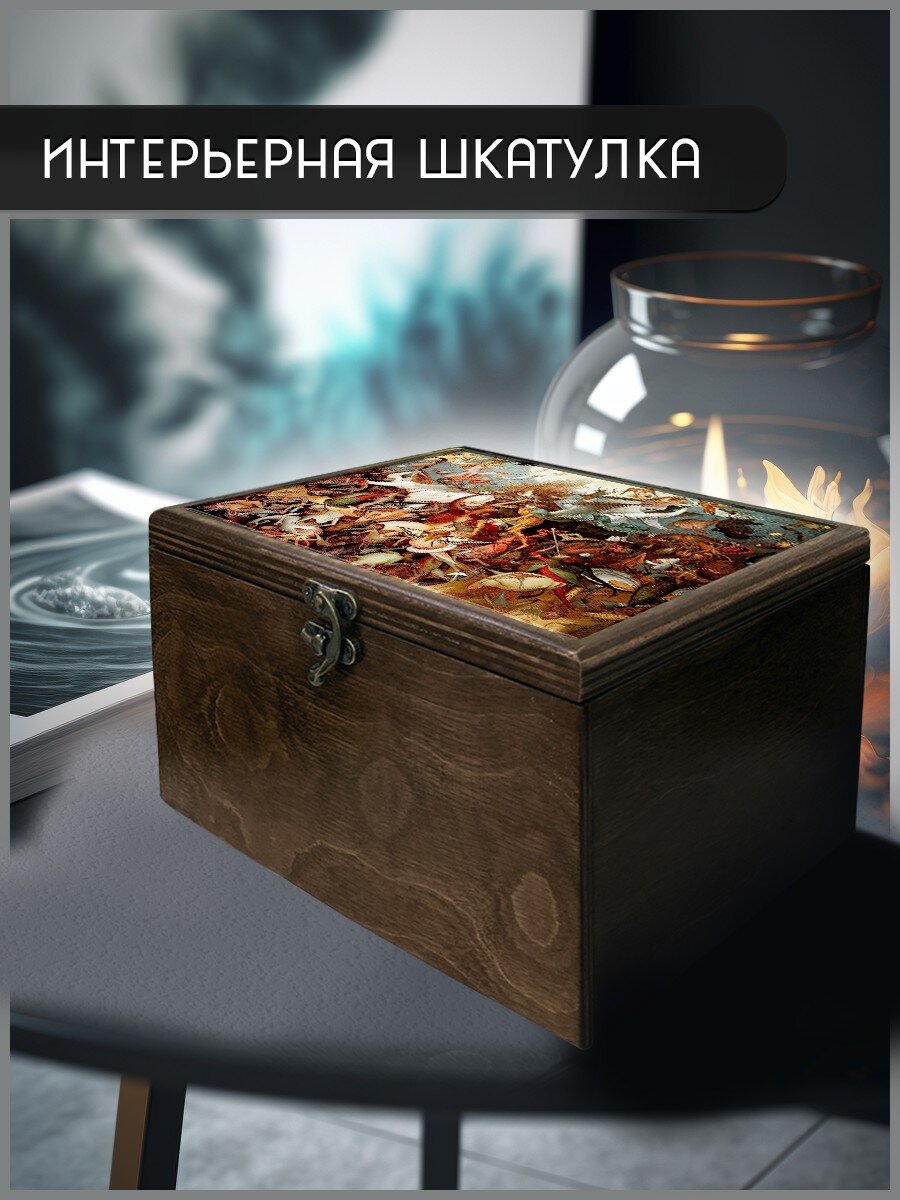 Шкатулка интерьерная для украшений универсальная 22x17x12 см Разное Падение Мятежных ангелов (Питер Брейгель старший, картины, живопись шедевры, Художники) - 837