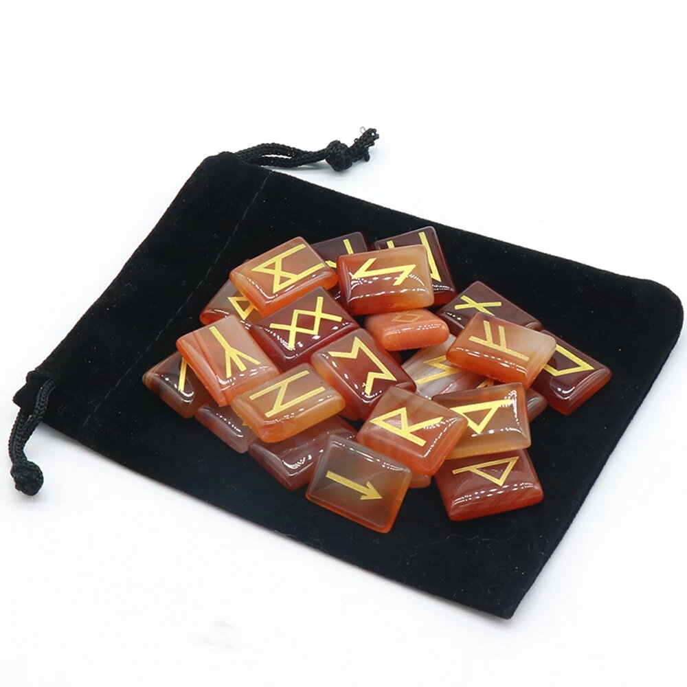 Набор рун из натуральных камней 25 шт. Red Agate
