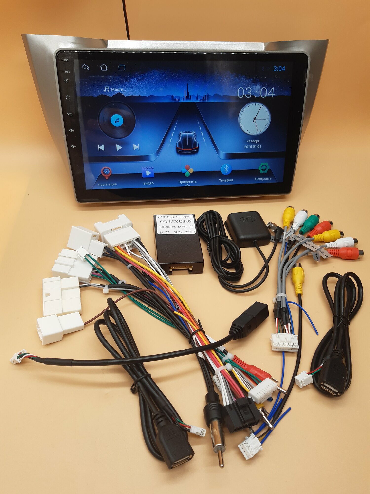 Магнитола андроид BOS-MINI 4/64гб, CarPlay, WiFi, GPS, USB, Блютус, Кулер, для Lexus RX-300. 330, 350, 400h, Harrier 2003-09г