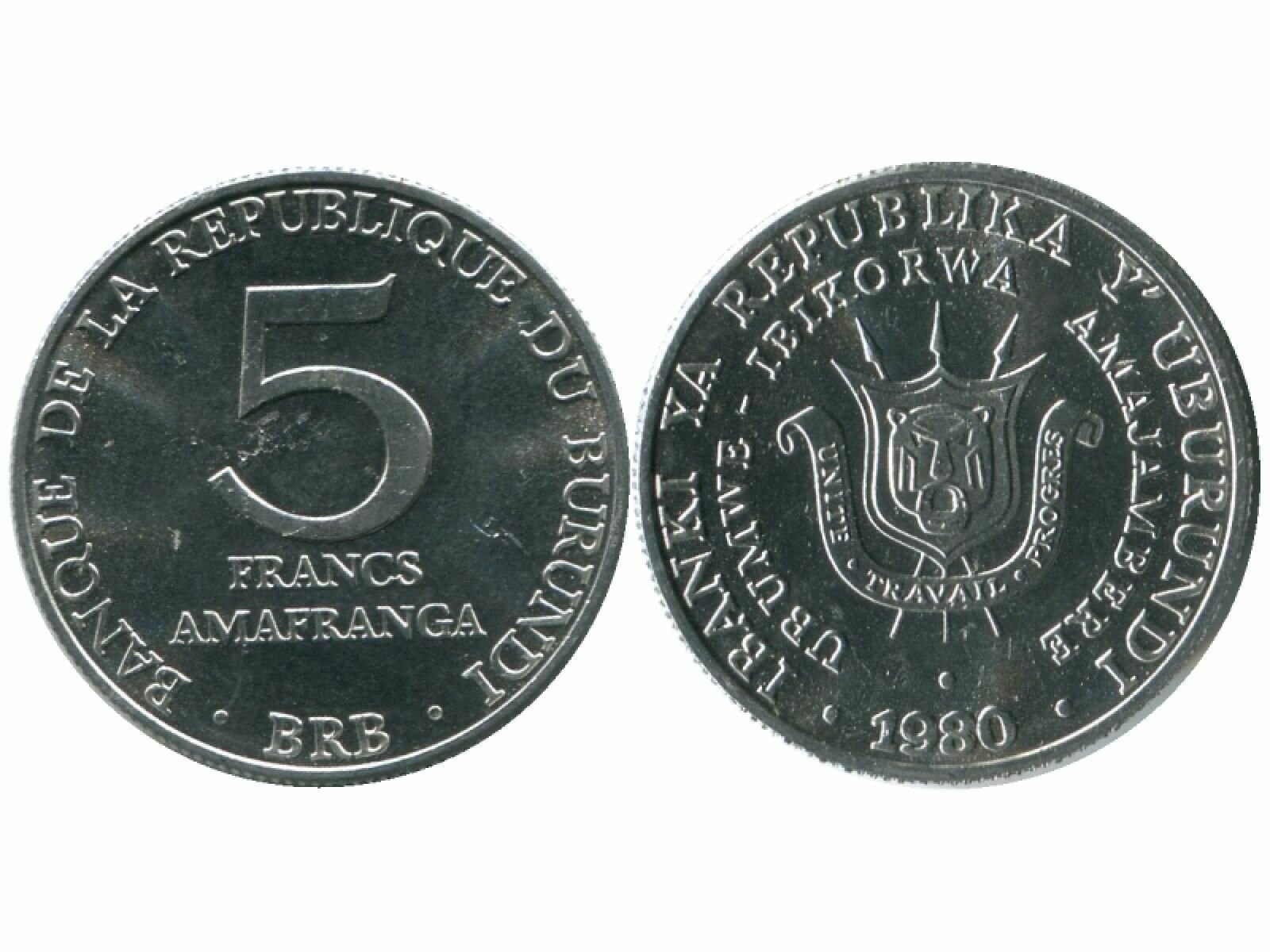5 франков Бурунди 1980 г.
