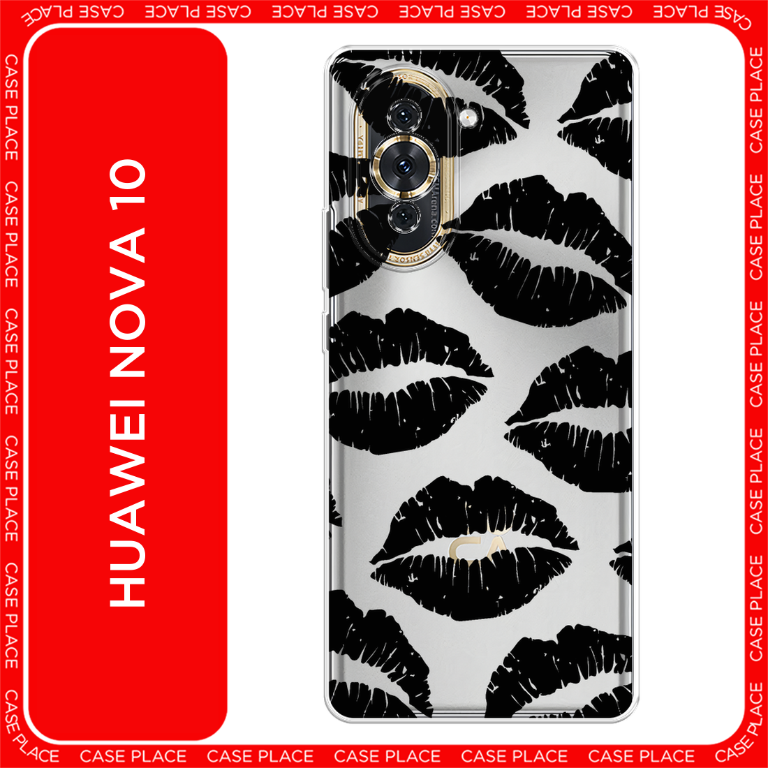 Чехол на Huawei Nova 10 / Хуавей Нова 10 с принтом Чёрная помада паттерн, прозрачный