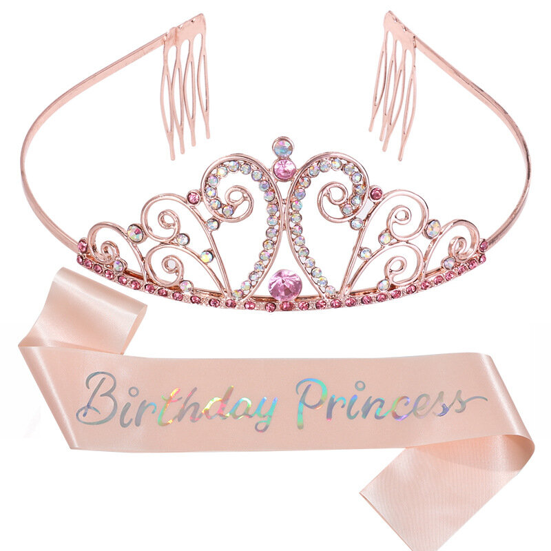 Ремни Princess Crystal Crown Bronzing Etiquette Belt, трансграничные, фиолетовые, с короной, один размер