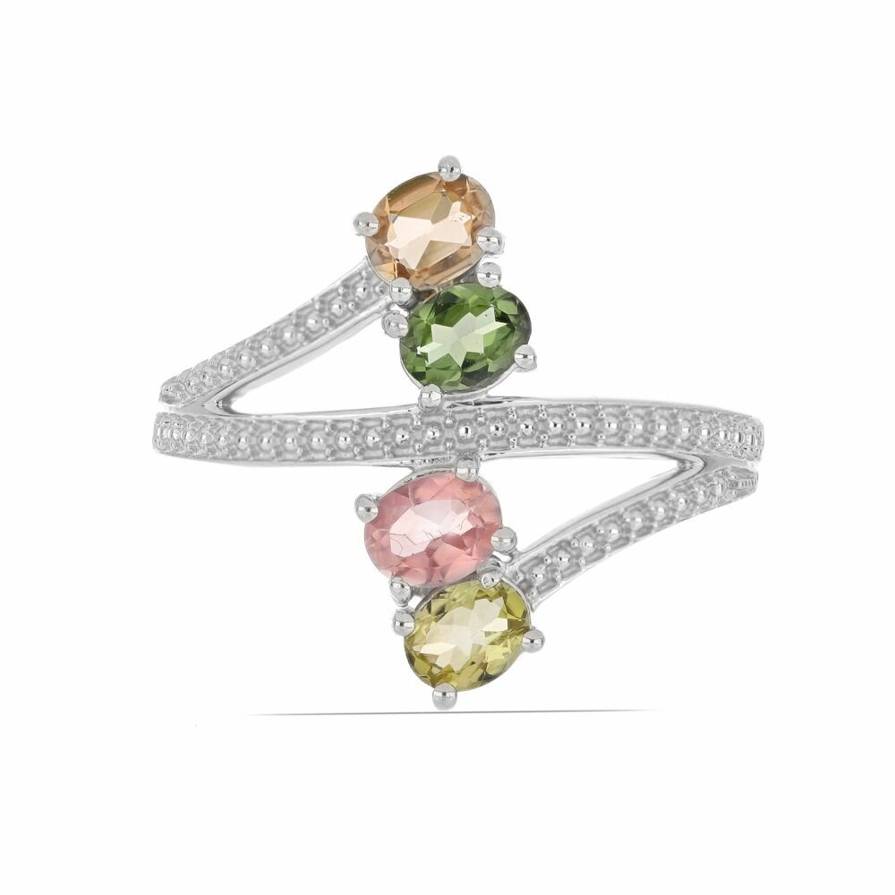 Кольцо, серебро, 925 проба, родирование, турмалин