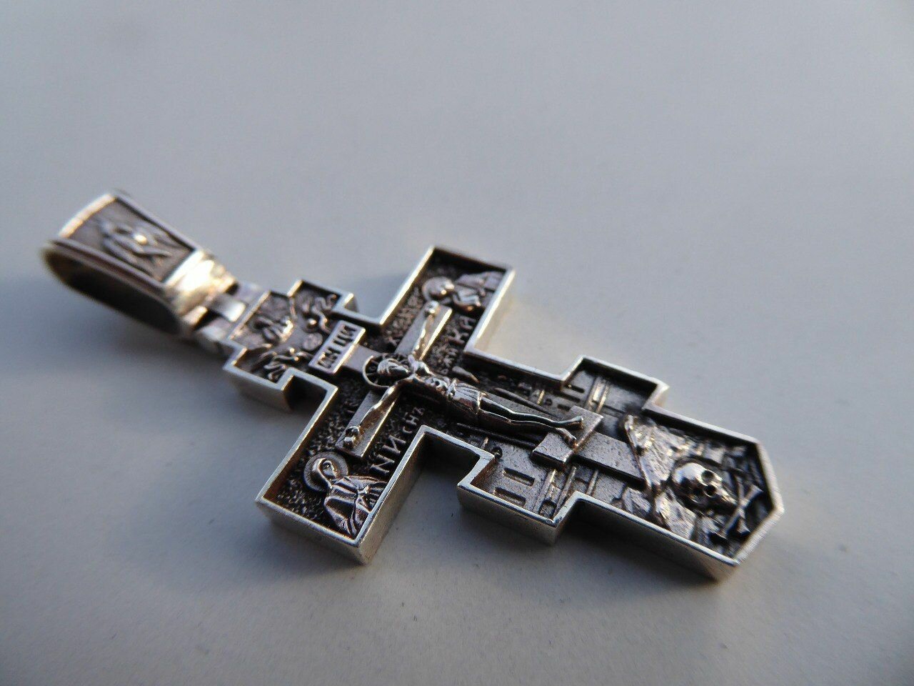Крестик, серебро, 925 проба, чернение