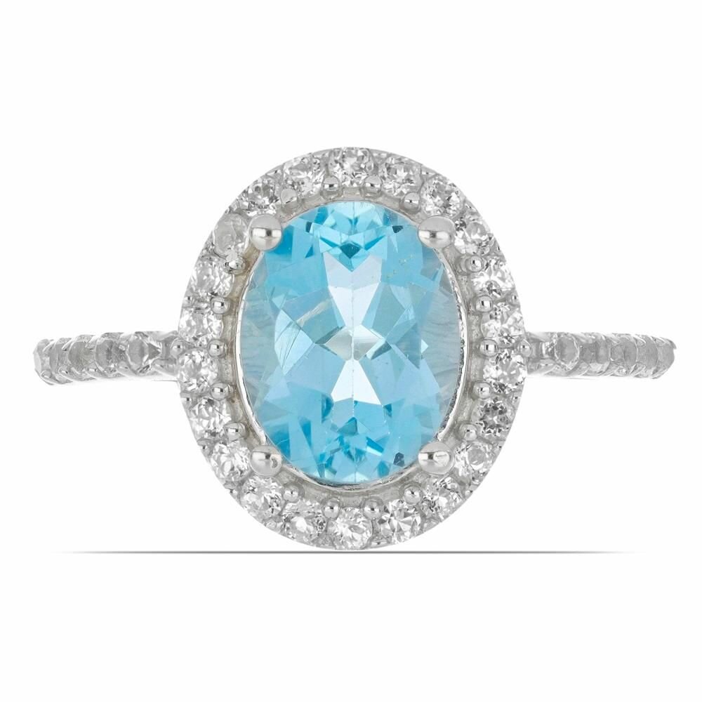 Кольцо, серебро, 925 проба, родирование, топаз