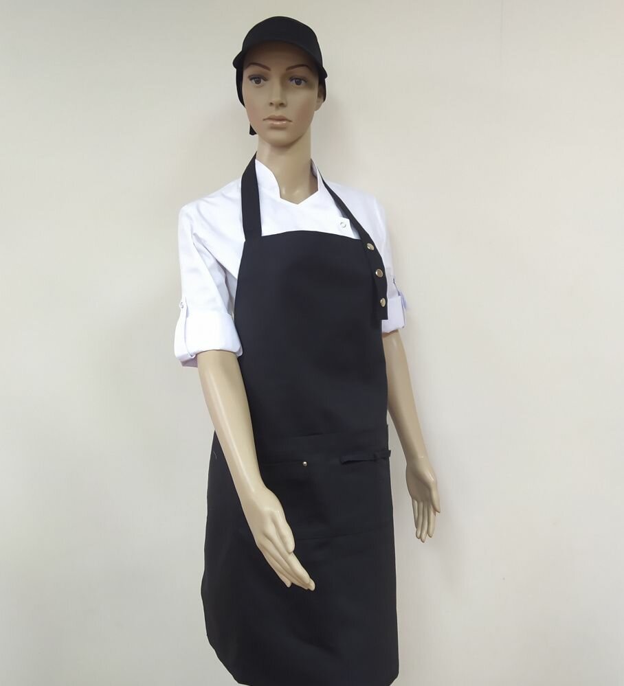 Фартук универсальный с регулируемой брителью на кнопках черный (ткань канвас)