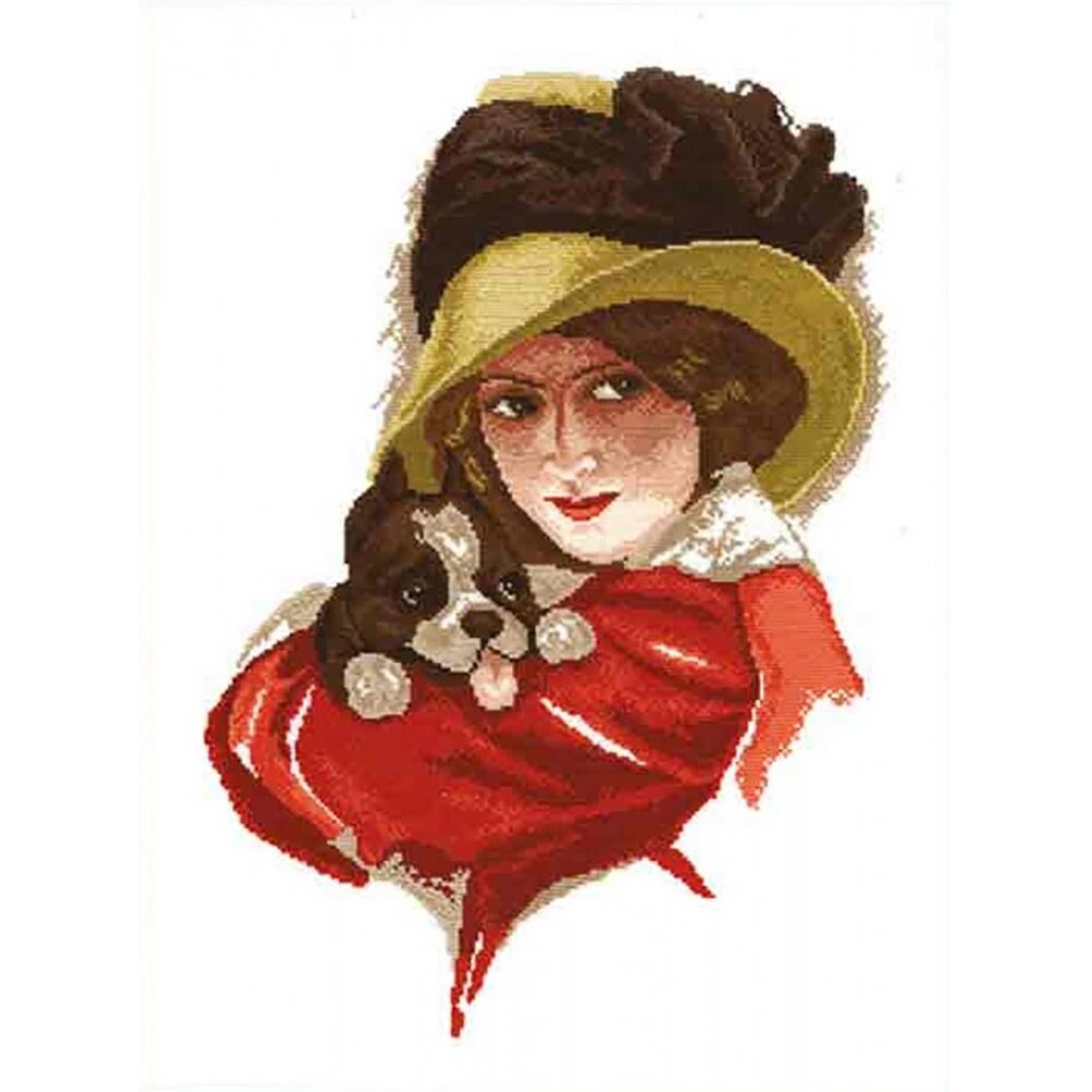 Набор для вышивания крестом Hobby&Pro "Мадемуазель" 39х26,5 см, с канвой