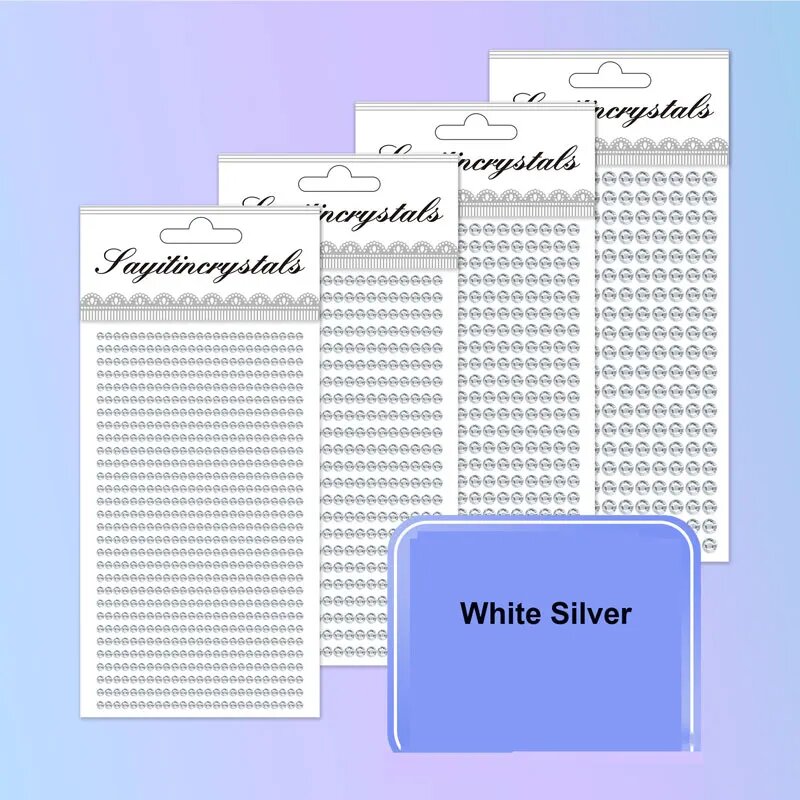 Самоклеящиеся стразы акрил 3/4/6 мм Белый, 6mm 260pcs, WhiteSilver