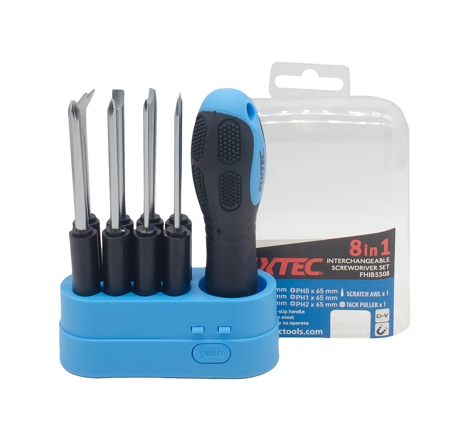 Набор отверток Fixtec FHIBSS08, с магнитным наконечником, 8 насадок, в кейсе