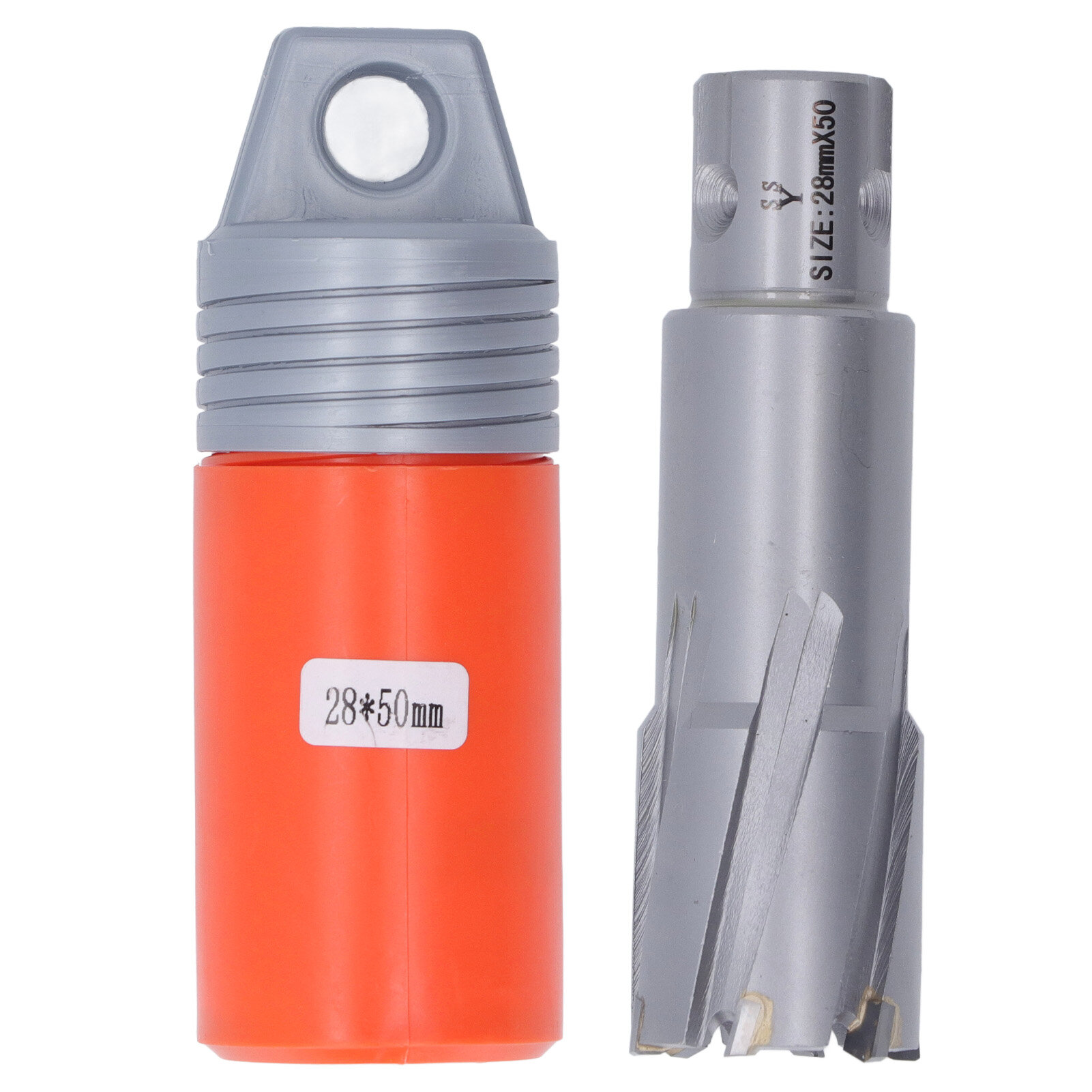 Твердосплавное корончатое сверло для сверления отверстий в стальных пластинах, для магнитной дрели, глубина сверления 50 мм, 28 мм / 1,1 дюйма.