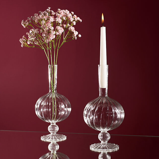 Стеклянная ваза-подсвечник Монофиоре 25 см, EDG, 106850-00