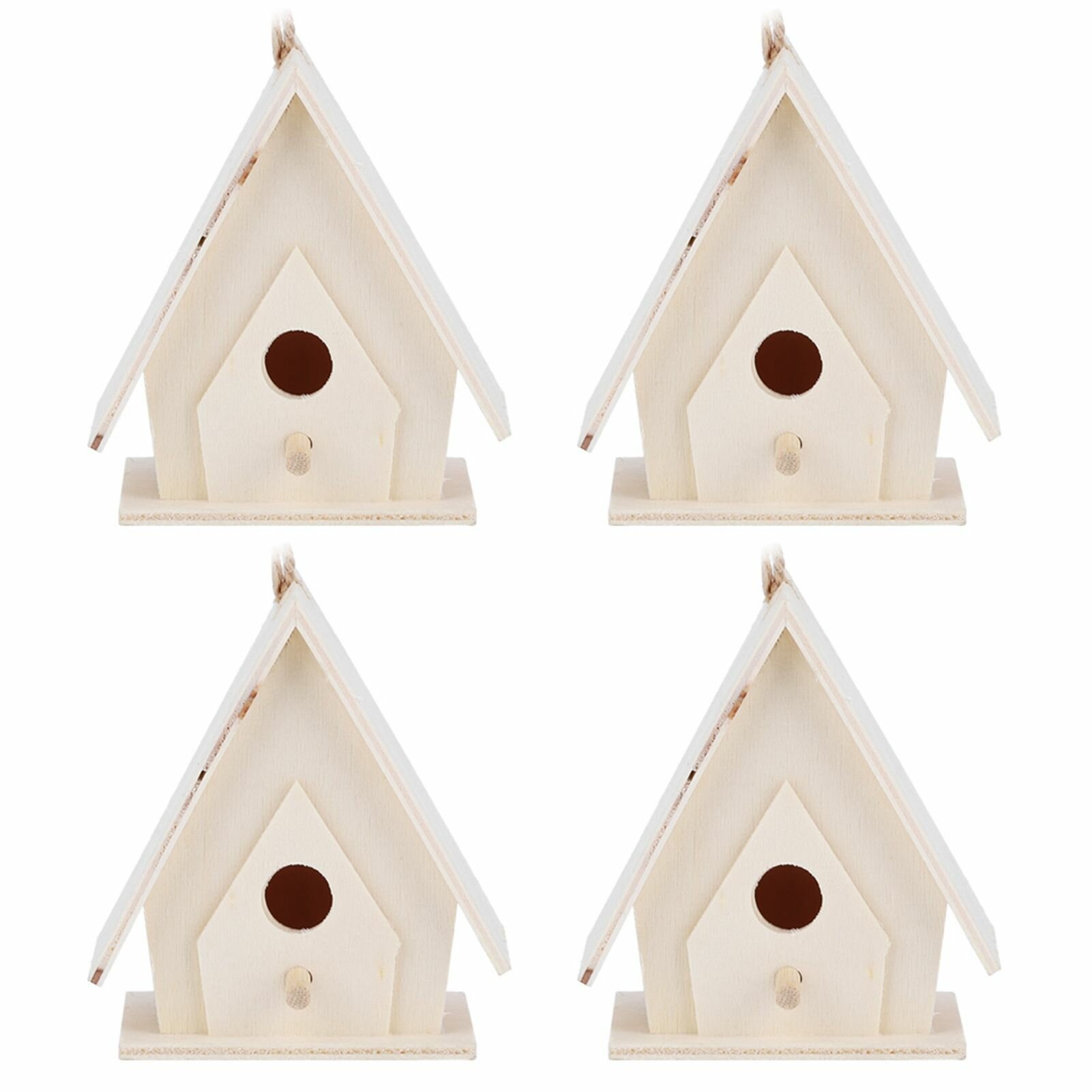 Набор деревянных гнезд для птиц, набор из 4 штук, мини-подвесной садовый декор, украшения для птичьих клеток для двора, поделки из дерева для украшения домашнего сада