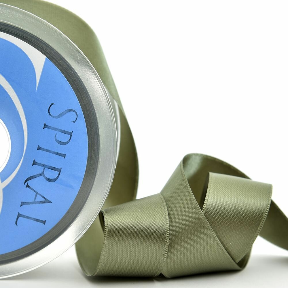Лента атласная SAFISA Двусторонняя, 15 мм, 25 м, цвет 26, Хаки темный
