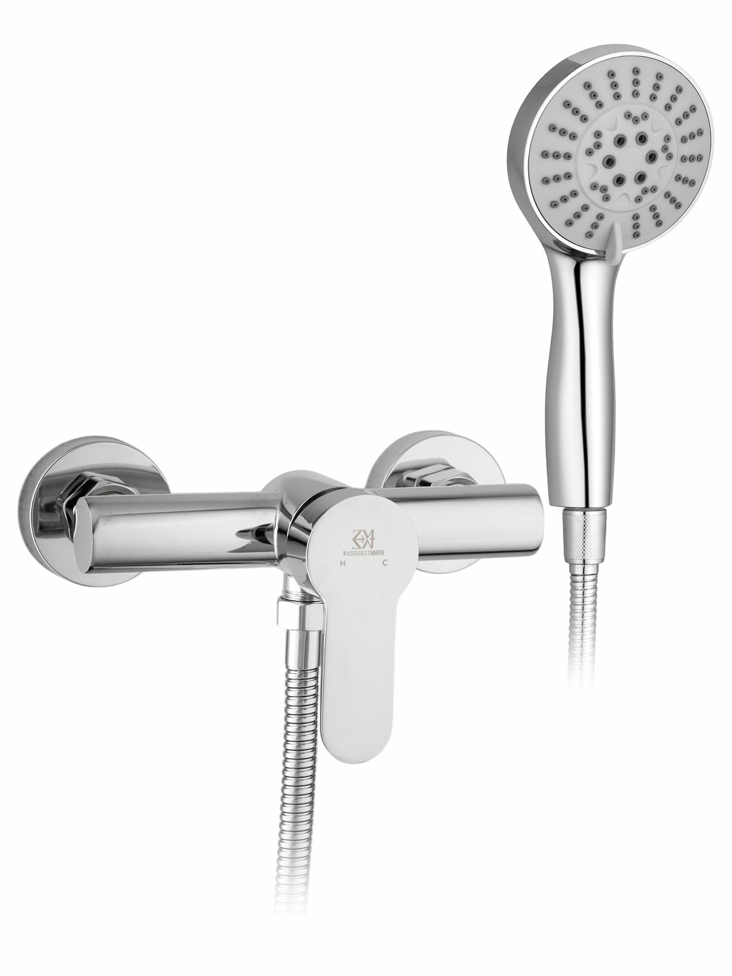 Смеситель для ванны без излива с душевым набором, хромированный