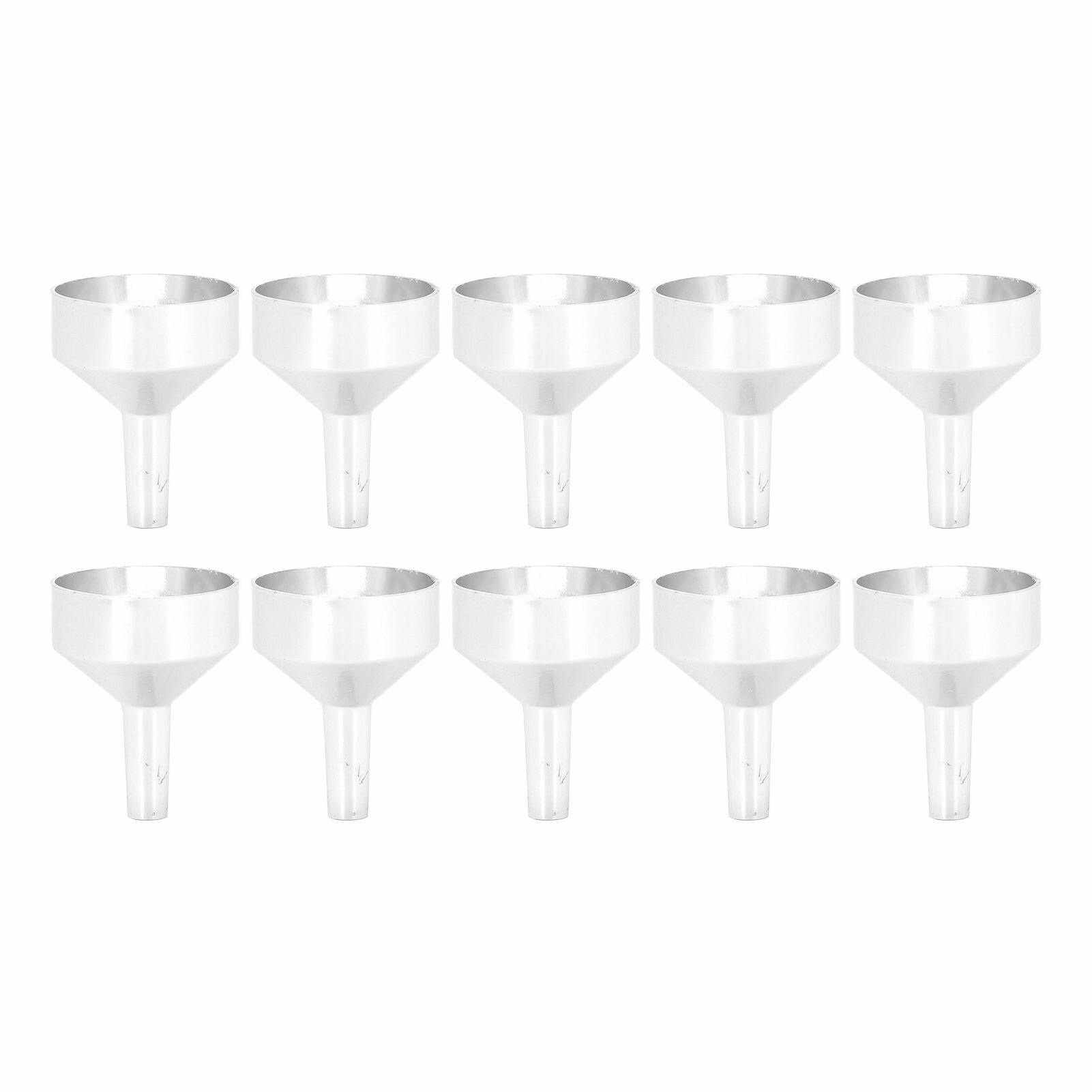 Набор из 10 небольших металлических воронок, мини-воронки из алюминиевого сплава для наполнения бутылок, переноса косметики, парфюмерии и жидкостей, серебристая отделка