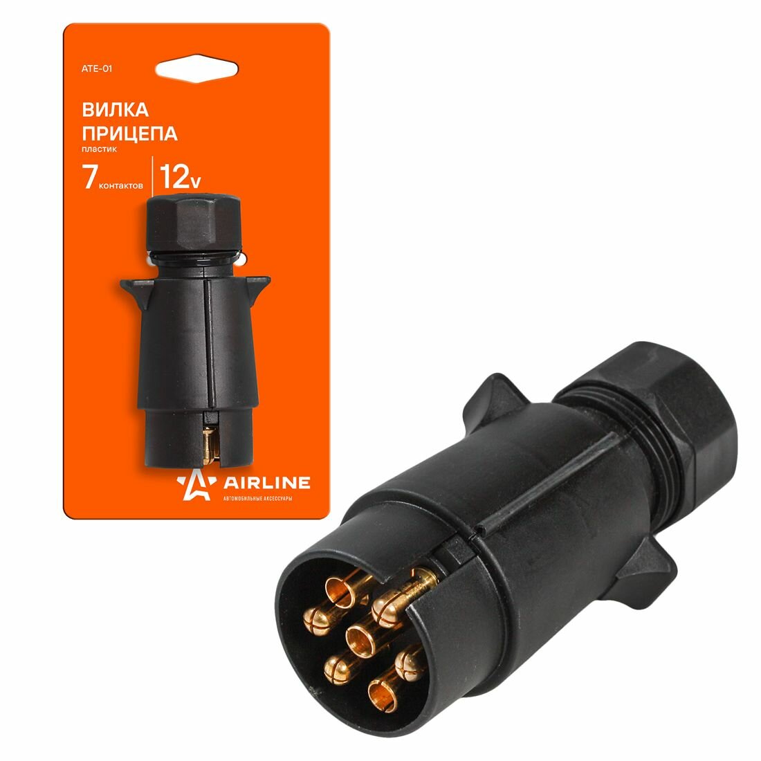 Вилка прицепа 12В 7 контактов пластик (ATE-01)