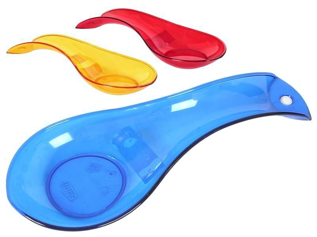 Подставка под ложку пластиковая, 3 цвета (синий, красный, желтый), с отверстием для подвешивания, 9,5х3,7х26 см