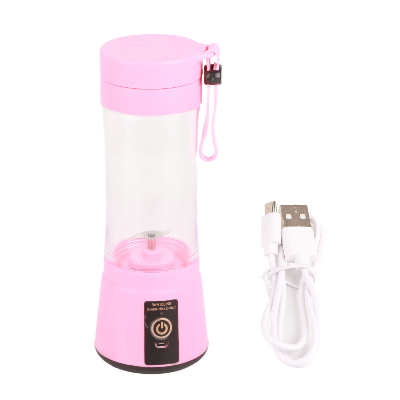 Portable Juicer Machine Pink Two Leaf Stainless Steel Blade Plastic 2000mAh Rechargeable Home Juicing Cup Blender